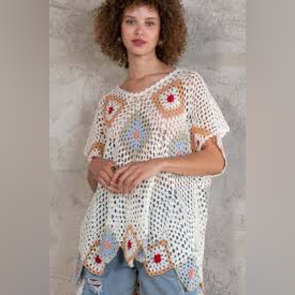 POL | Tops | Pol Hooded Granny Square Ivory Hooded Pullover | Poshmark